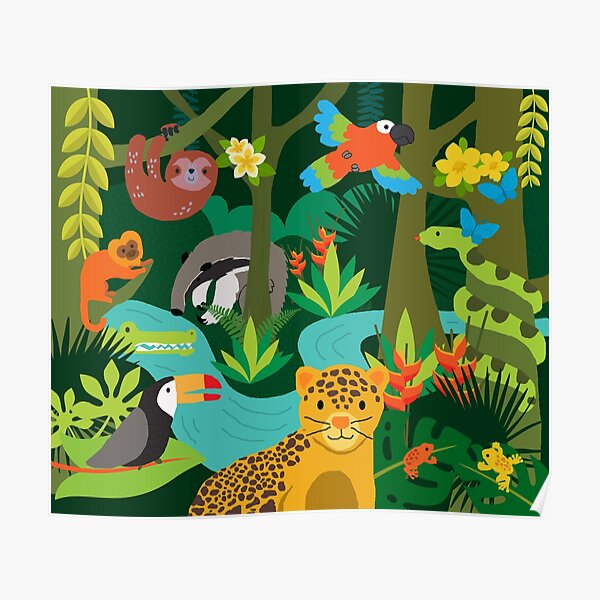 "Rainforest Animals " Poster by Mommyisakeeper | Redbubble