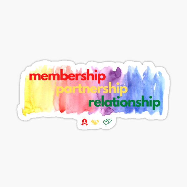 "membership, partnership, relationship" Sticker by ledrewell | Redbubble