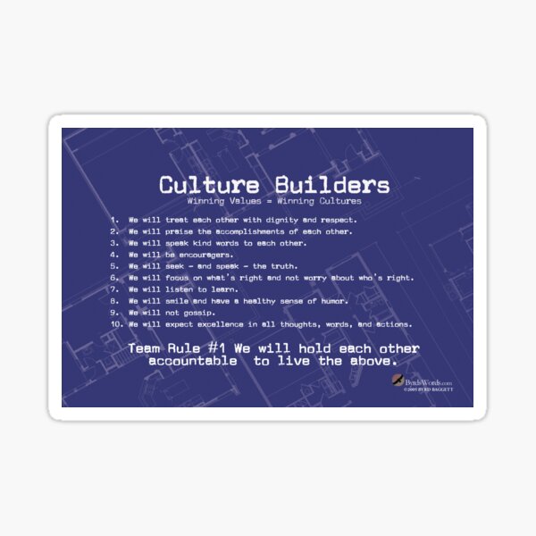 "Culture Builders: Ten Winning Values" Sticker for Sale by feather1949 ...