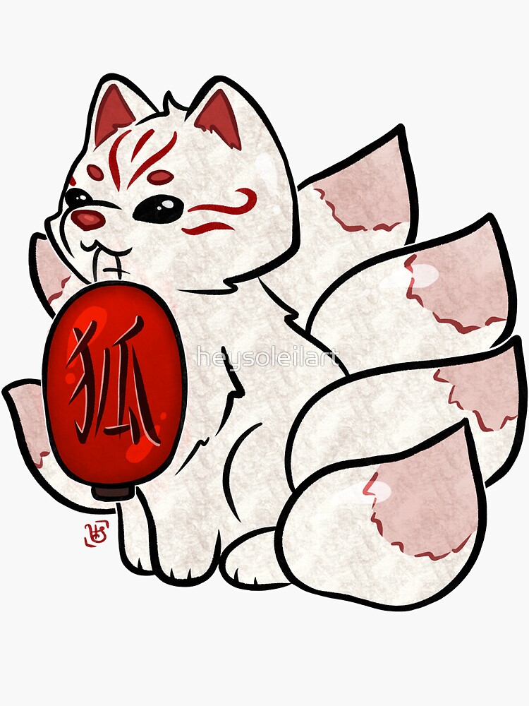 "Chibi Kitsune" Sticker for Sale by heysoleilart | Redbubble