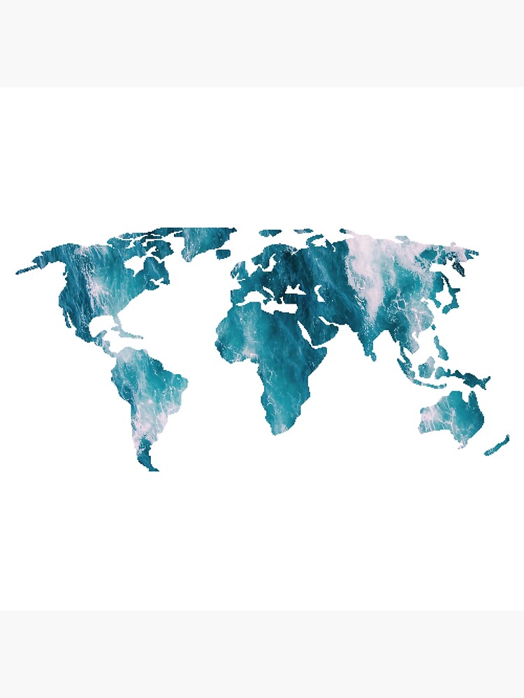 "Blue Ocean Waves World Map" Poster for Sale by NelBo | Redbubble