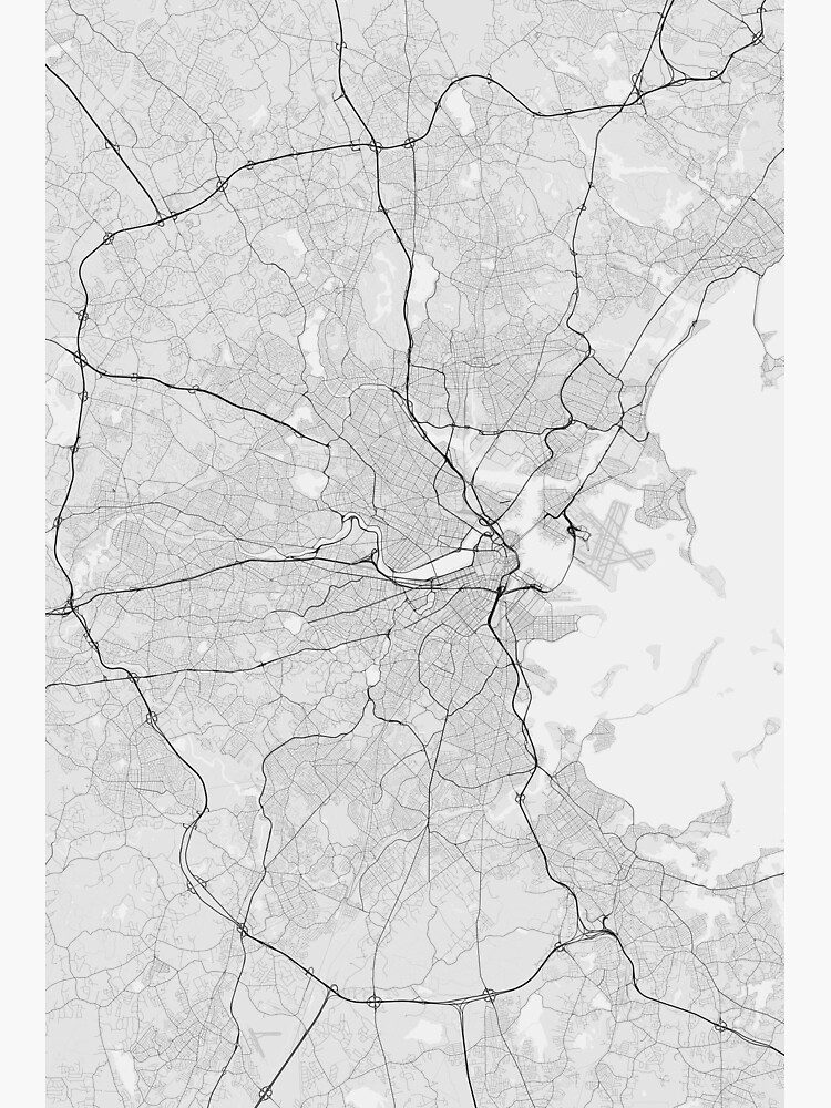 "Boston, USA Map. (Black on white)" Poster for Sale by Graphical-Maps ...
