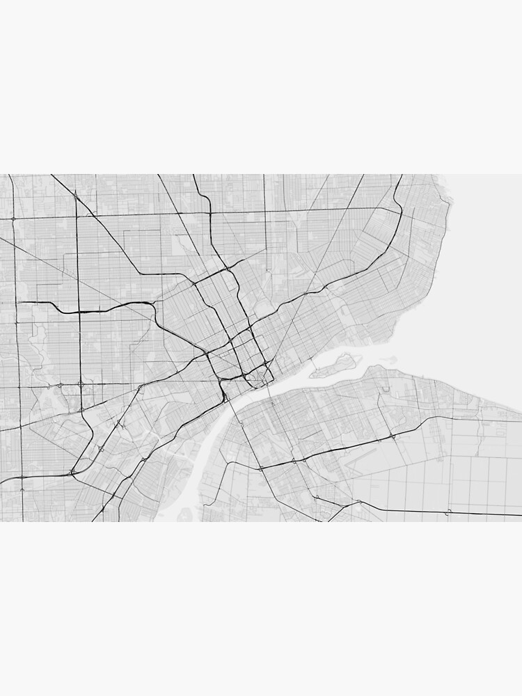 "Detroit, USA Map. (Black on white)" Photographic Print by Graphical ...
