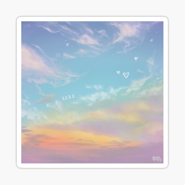 "Rainbow sunset sky painting" Sticker for Sale by emiliemakani | Redbubble