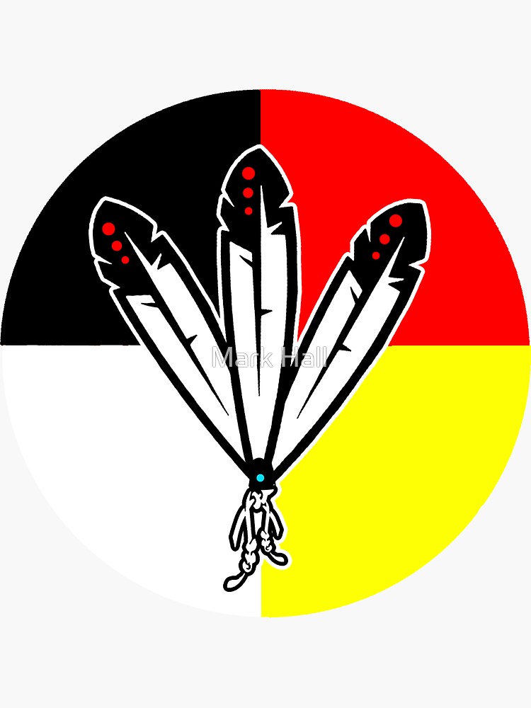 "THREE FEATHERS 2" Sticker for Sale by hornedquad | Redbubble