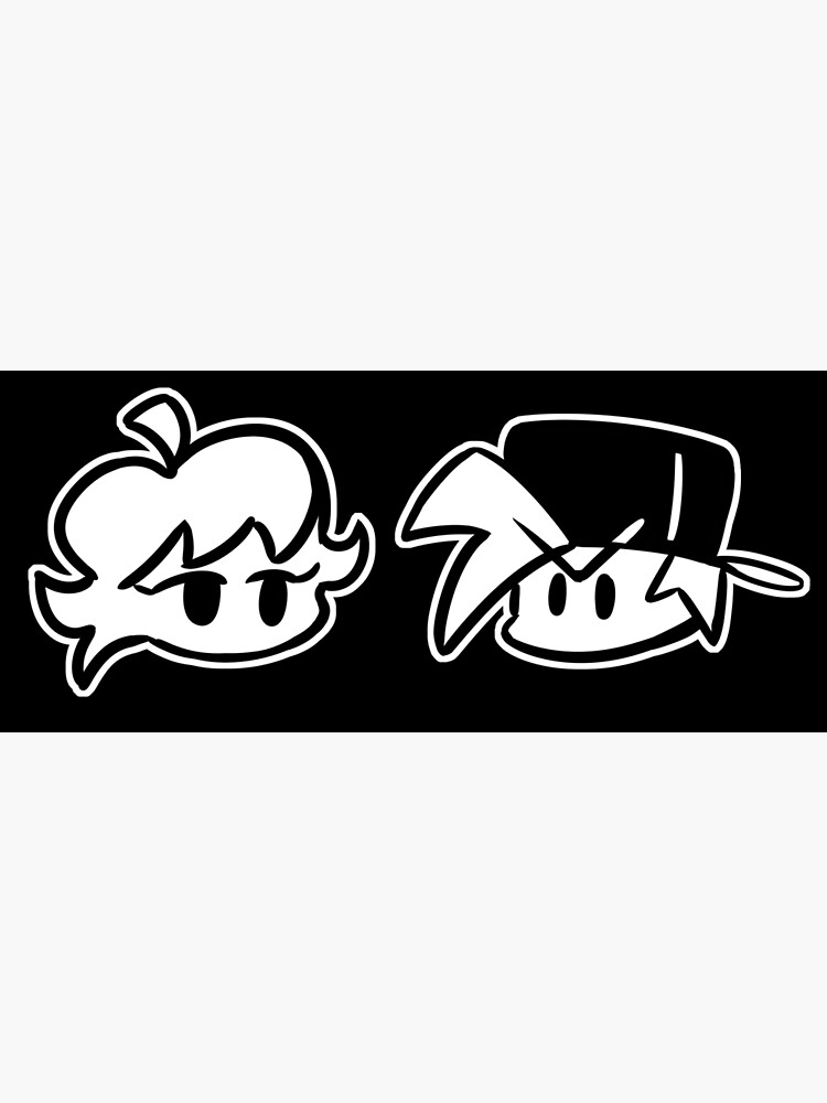 "Friday Night Funkin - BF and GF icons (Black and White)" Poster for ...