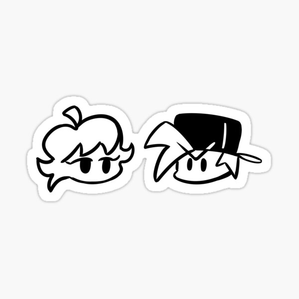 "Friday Night Funkin - BF and GF icons (Black and White)" Sticker for ...