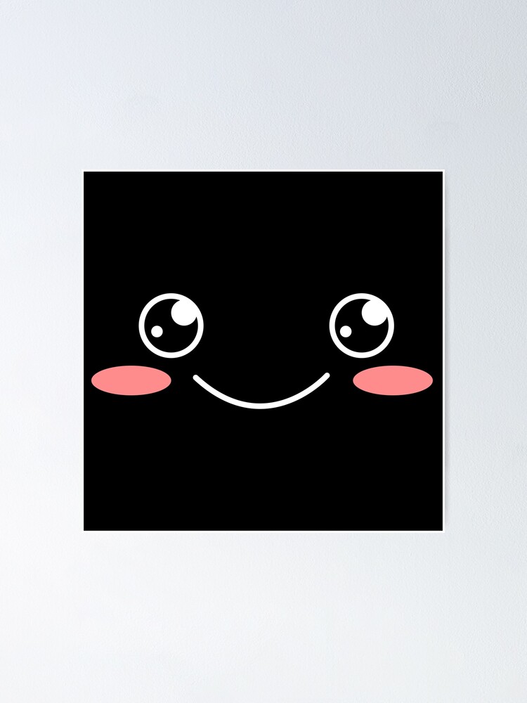 Cute Kawaii Smiley Face Japanese Style Face Emoji Black And White Poster By Snazzystyles