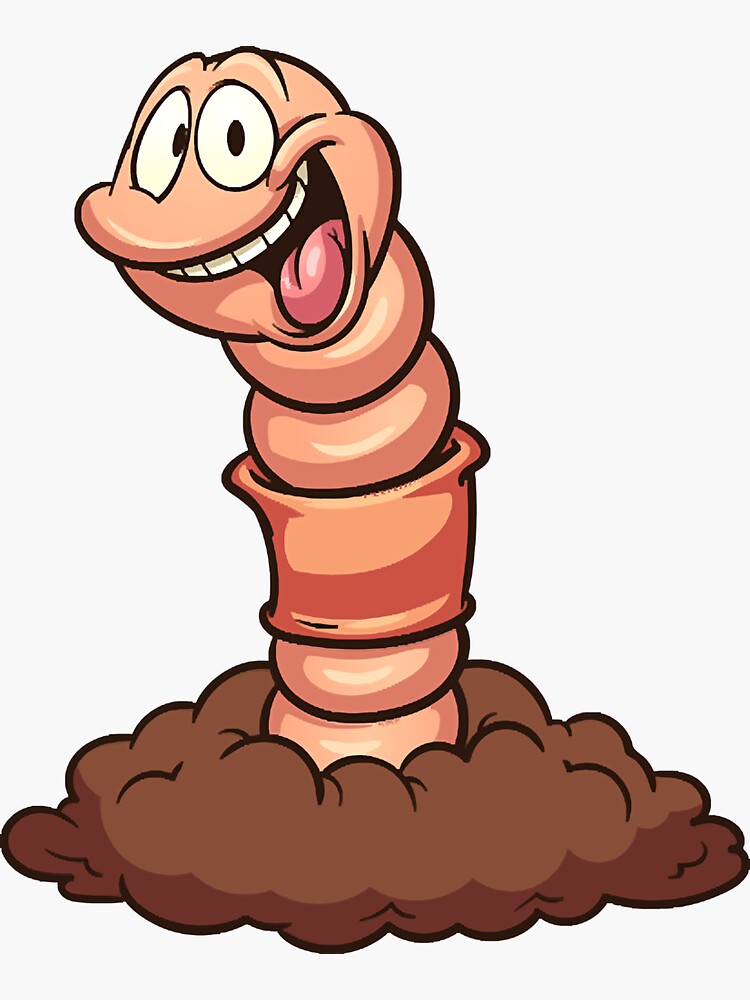 "Worm Cartoon " Sticker for Sale by SariahSteng | Redbubble