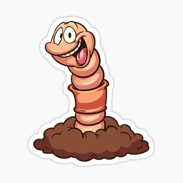 "Worm Cartoon " Sticker for Sale by SariahSteng | Redbubble