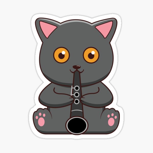 "Kawaii Cat Is Playing The Clarinet" Sticker for Sale by Sthyouneed ...