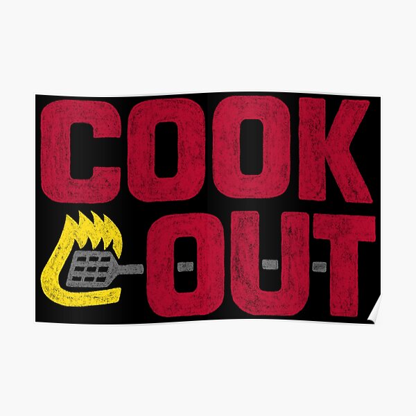 "Cookout - Vintage Chalk Texture - Red & Gray" Poster by sticker ...