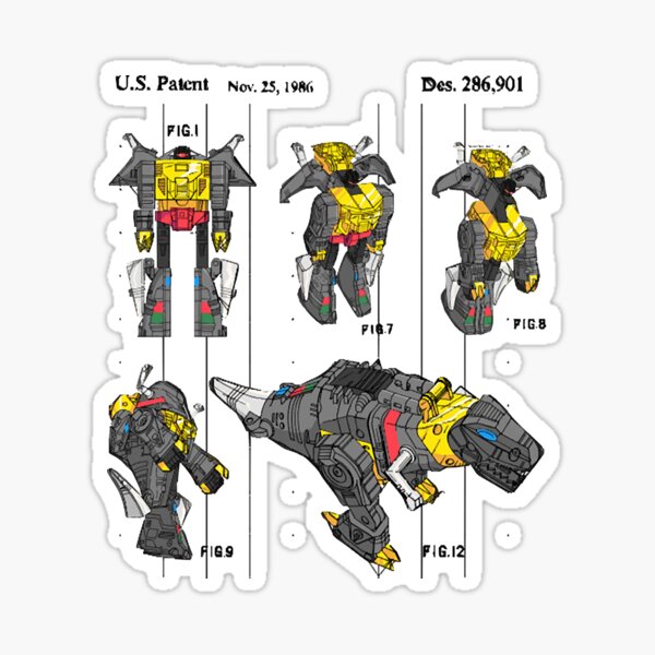 "GRIMLOCK TRANSFORMERS PATENT DINOBOT " Sticker for Sale by Cadance2000 ...