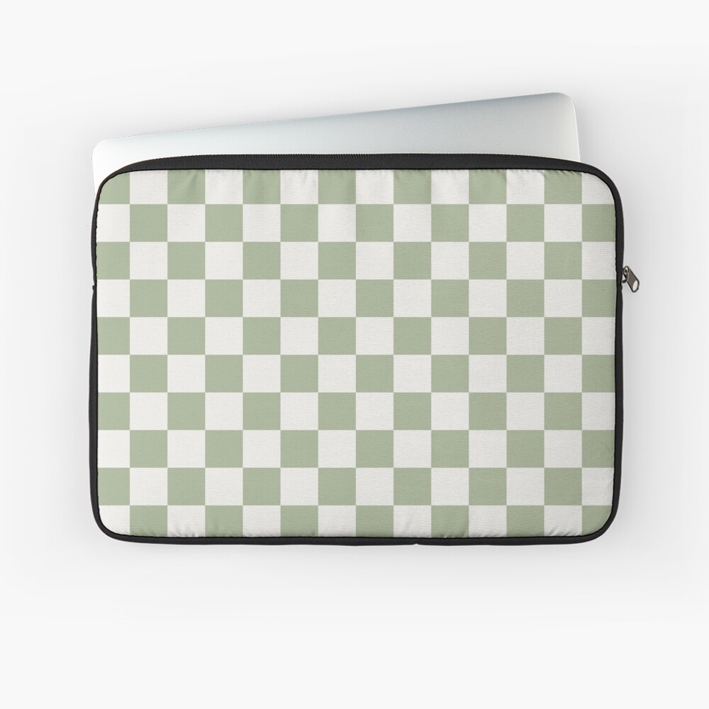 "Checkerboard Mini Check Pattern in Sage Green and Off White" Pet ...