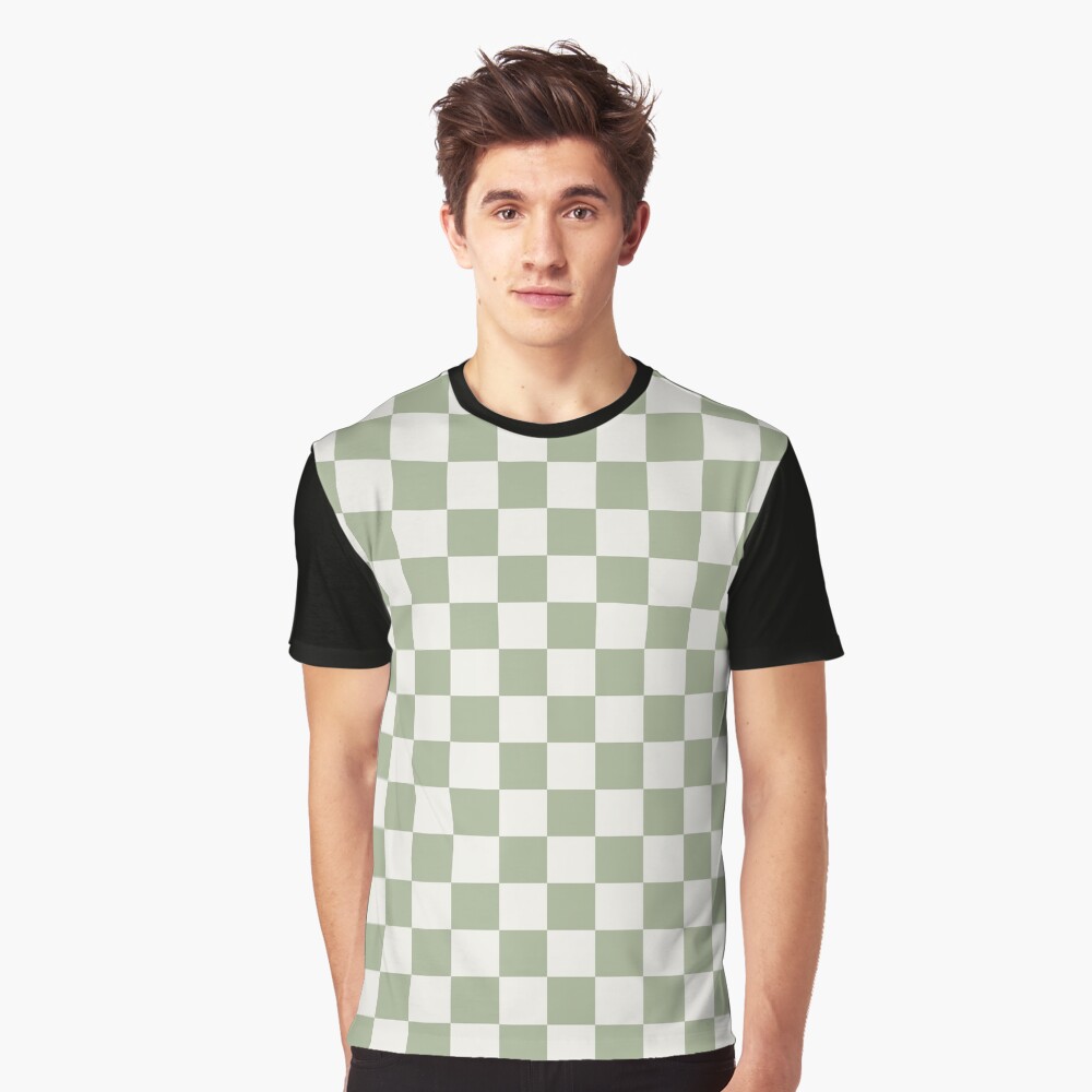 "Checkerboard Mini Check Pattern in Sage Green and Off White" Pet ...
