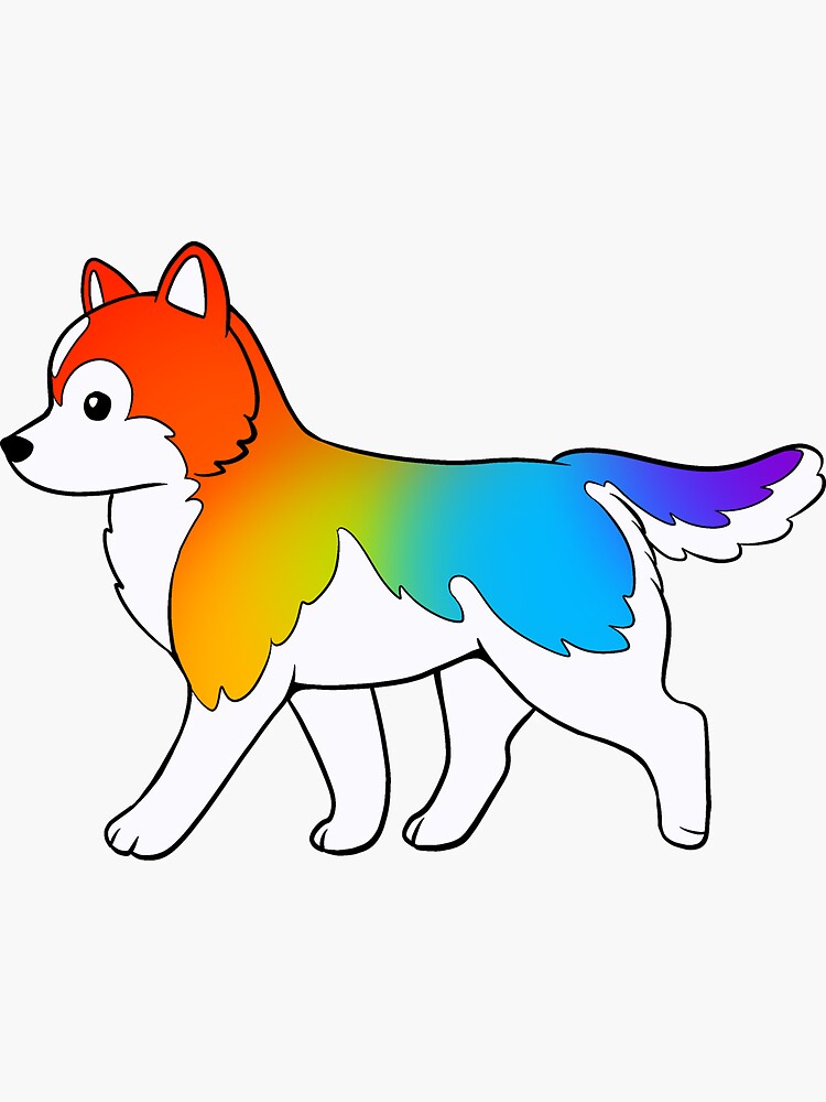 "Siberian husky (rainbow)" Sticker for Sale by KiwiJP | Redbubble