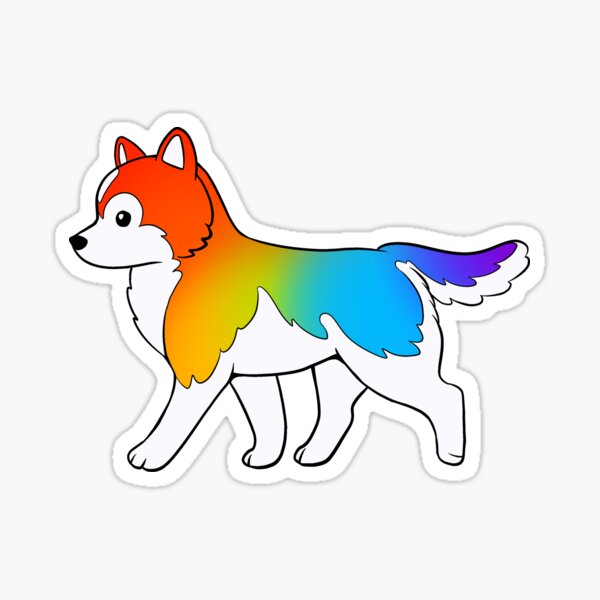 "Siberian husky (rainbow)" Sticker for Sale by KiwiJP | Redbubble