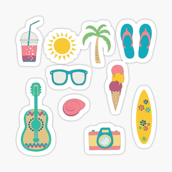 "Summer And Beach Sticker Pack" Sticker for Sale by Primroaddesigns ...