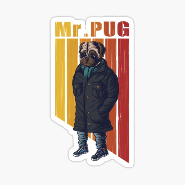 "Mr. pug dog illustration " Sticker by SheikhMensim | Redbubble