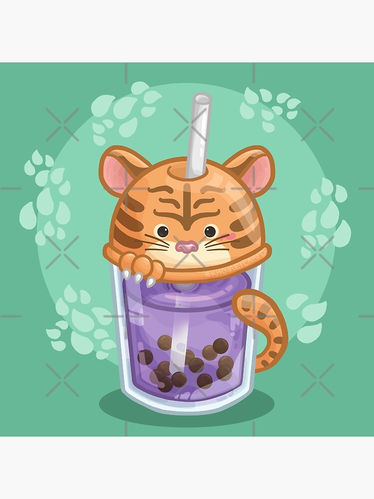 "Boba Tea Chinese Zodiac Sign Tiger Character" Art Print for Sale by ...