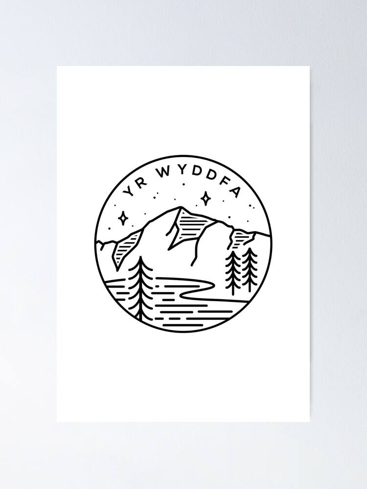 "Yr Wyddfa, Snowdonia Wales Emblem - White" Poster for Sale by typelab ...
