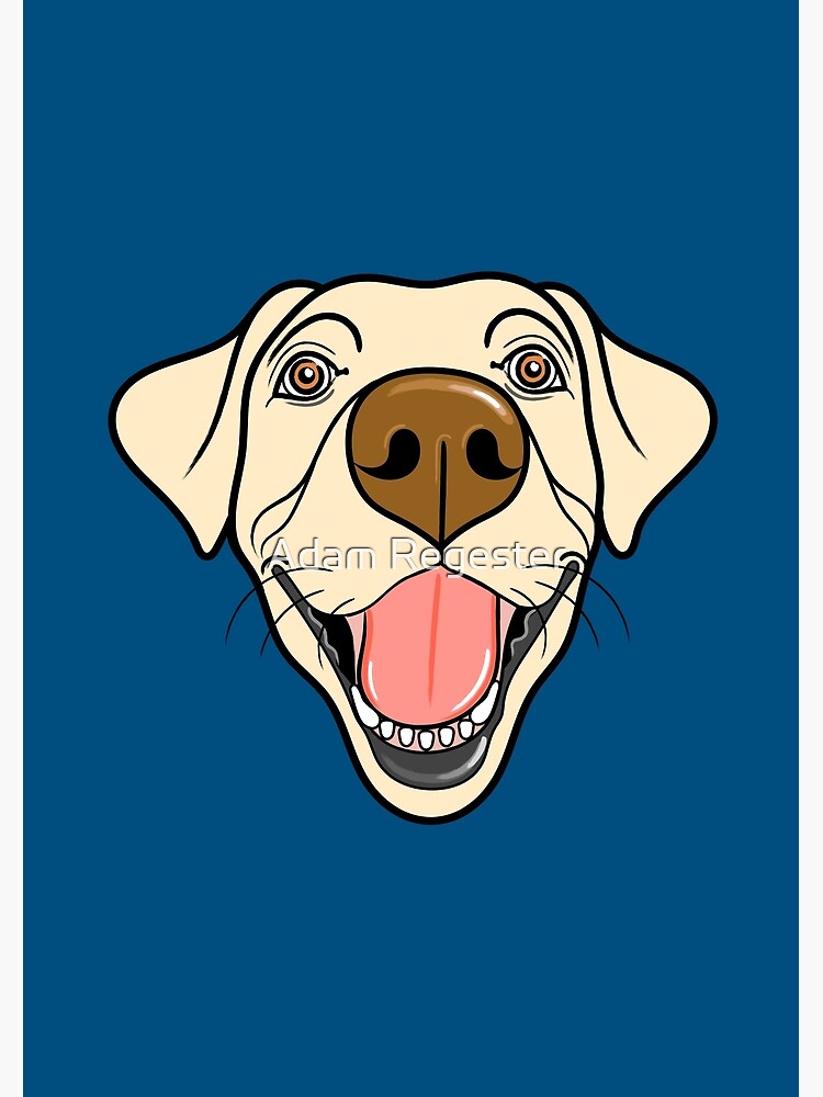 "Laughing Labrador Portrait (blue version)" Poster by AdamRegester ...