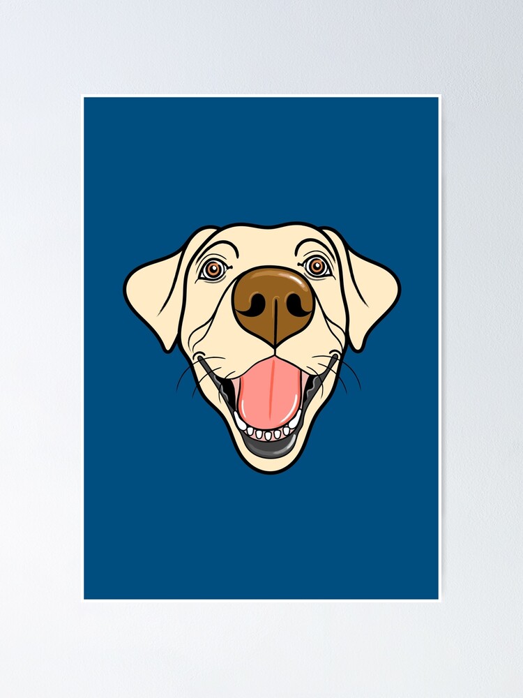"Laughing Labrador Portrait (blue version)" Poster by AdamRegester ...