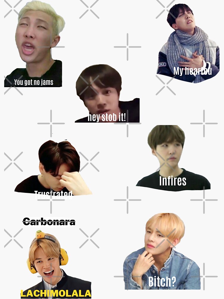 "BTS funny memes sticker pack" Sticker for Sale by KashishBarot | Redbubble