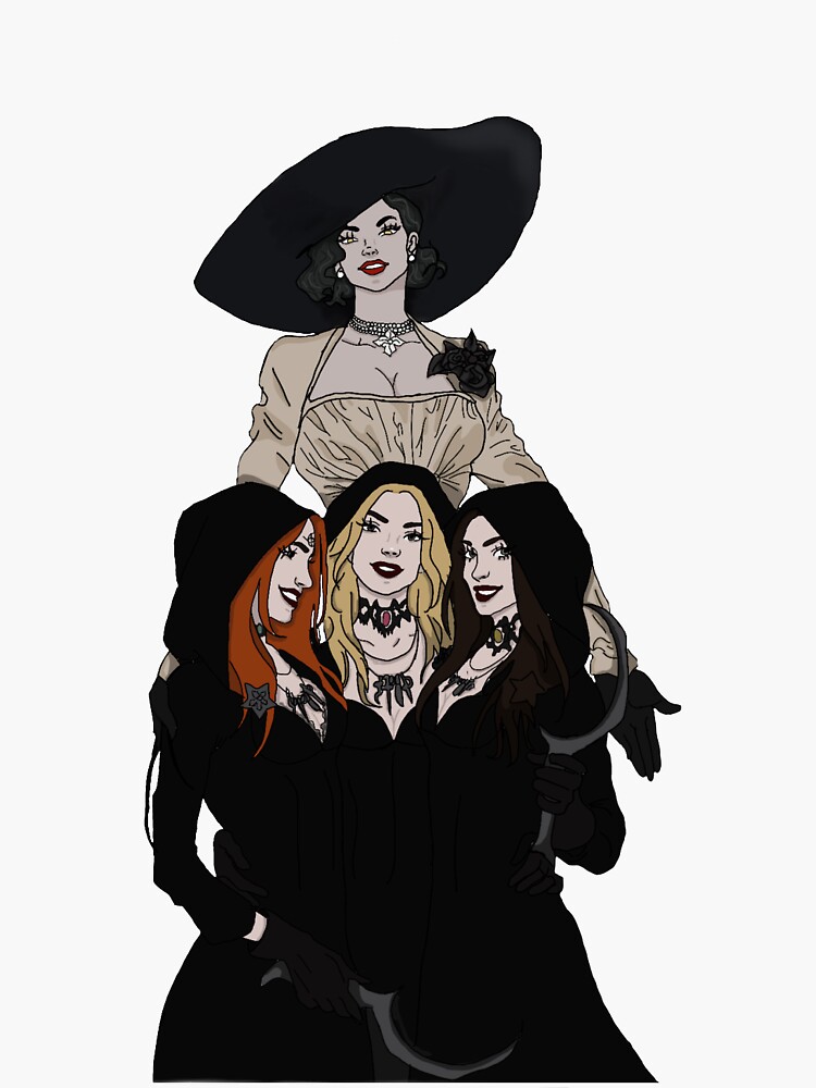 "Lady Dimitrescu, bela, Daniela, and Cassandra " Sticker for Sale by ...