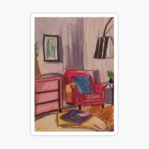 "Cozy Living Room Painting" Sticker for Sale by diamondmilk | Redbubble