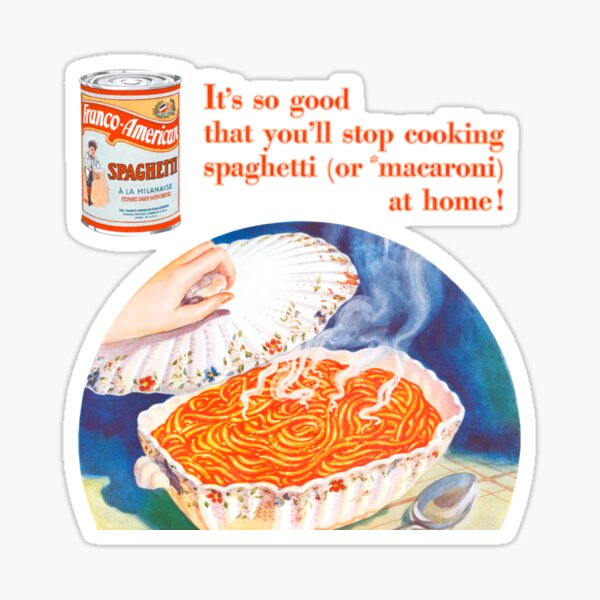 "Vintage Spaghetti or Macaroni" Sticker for Sale by food-nostalgia ...