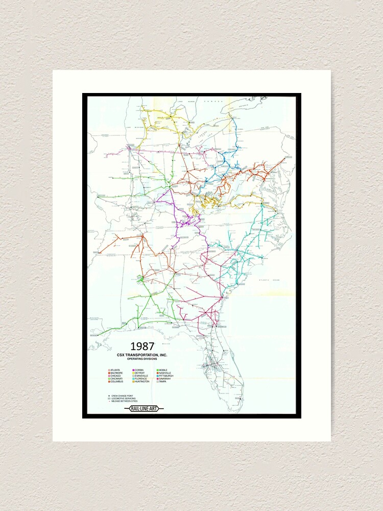 "CSXT SYSTEM MAP, 1987 POSTER" Art Print by rail-line-art | Redbubble