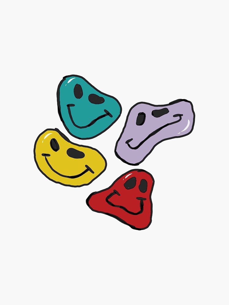 "indie smiley faces" Sticker for Sale by rosysgraphics | Redbubble