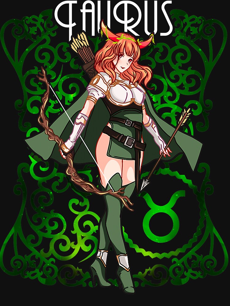 "Taurus Zodiac Sign Warrior Anime Girl" T-shirt for Sale by TylerPalmen ...