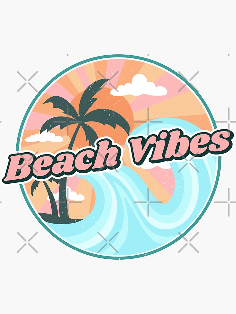 "Beach vibes retro logo" Sticker for Sale by Elwins-Designs | Redbubble