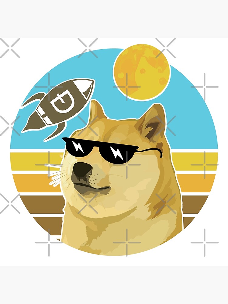 "Doge Sunglasses Dogecoin Rocket Moon Sunset" Poster for Sale by ...