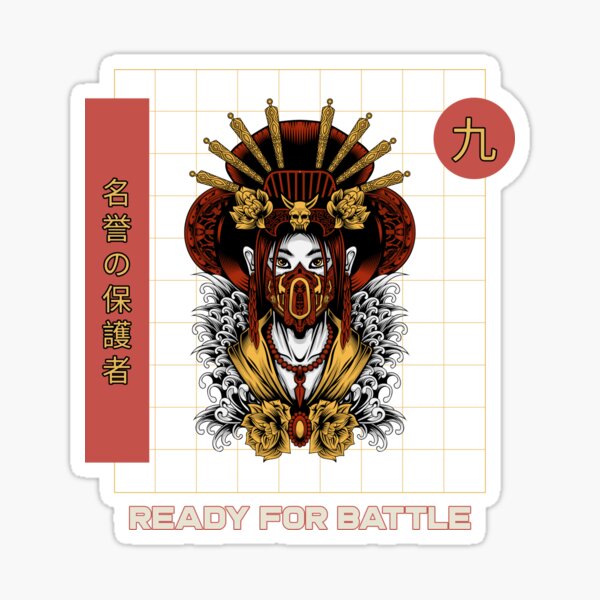 "Japanese Themed Detailed Woman Warrior" Sticker by Poetree-Corner ...