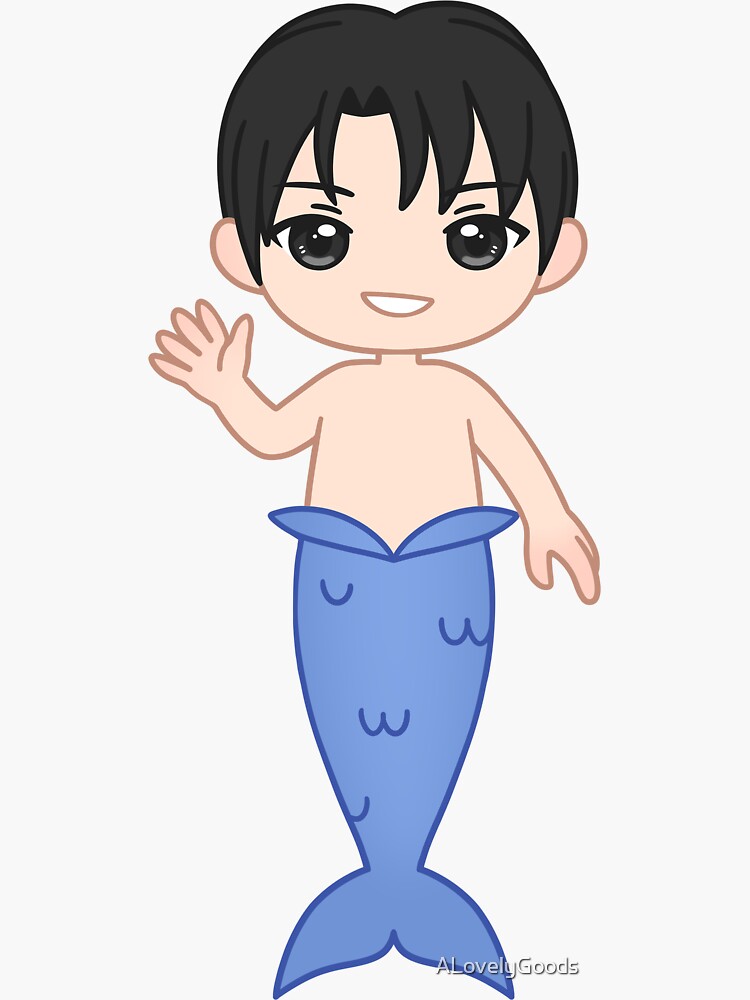 "Cute Blue Merman" Sticker for Sale by ALovelyGoods | Redbubble