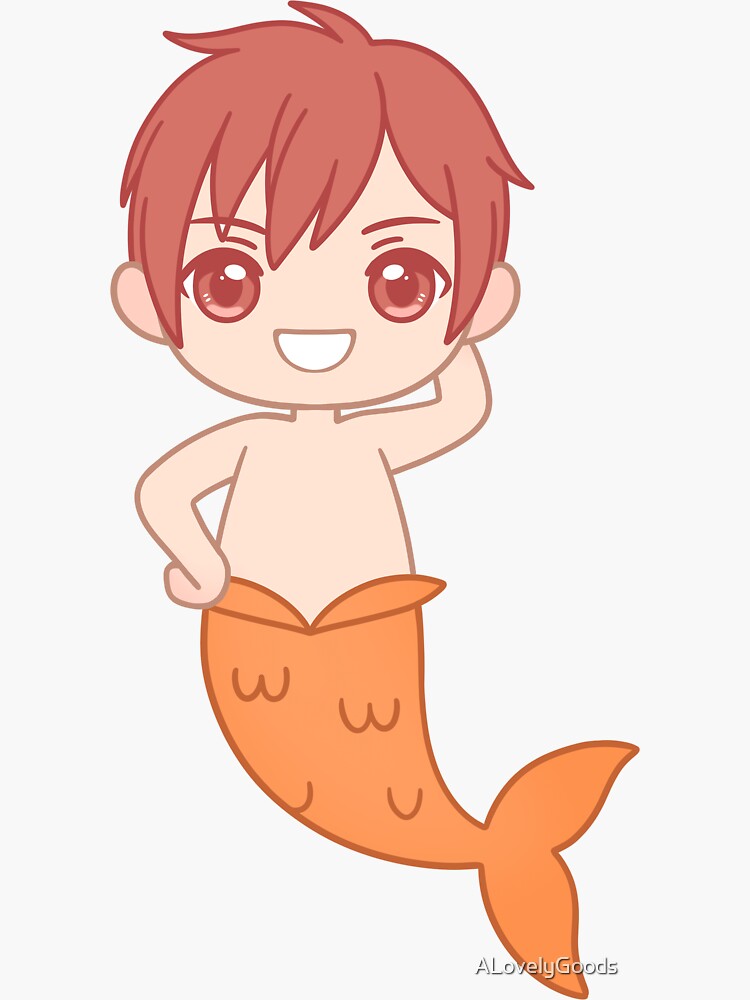 "Cute Orange Merman" Sticker for Sale by ALovelyGoods | Redbubble