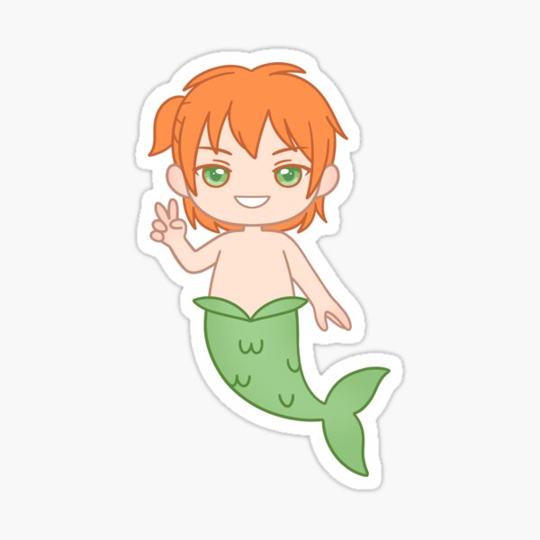"Cute Red-Head Merman" Sticker for Sale by ALovelyGoods | Redbubble