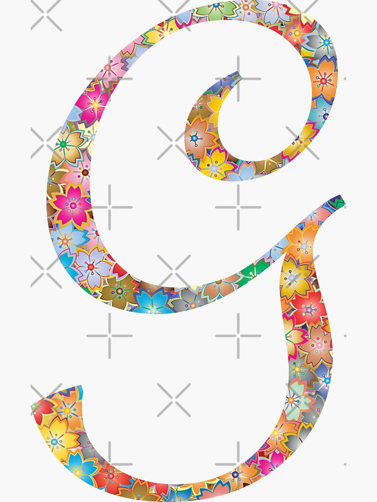 Pegatina «Letra g Minúscula Alfabeto g Flores de colores» de Shariss ...