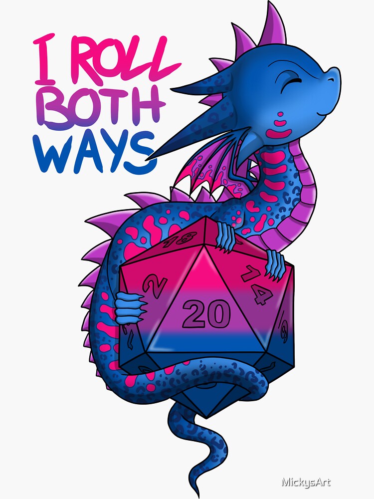 Bi Pride Flag Dragon With D20 Sticker For Sale By Mickysart Redbubble