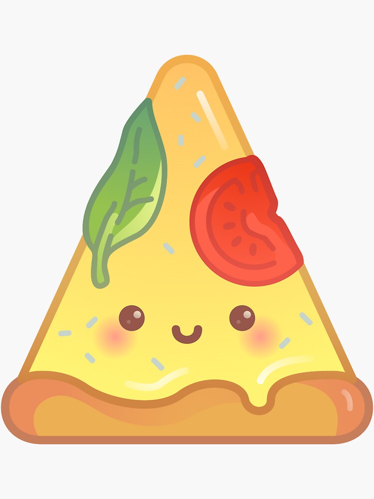 "Cute Pizza Slice Food Emoji Illustration" Sticker for Sale by ...