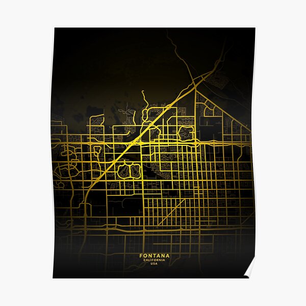 Póster «Ciudad de Fontana, California, Estados Unidos - Mapa de Fontana ...