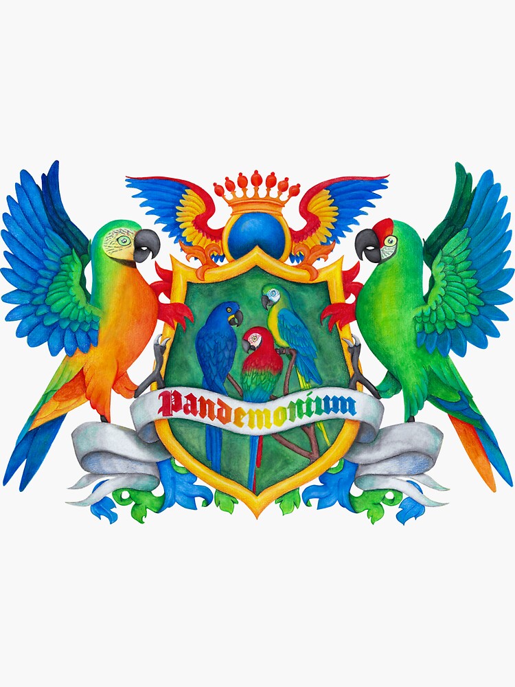 "Parrots of House Pandemonium" Sticker for Sale by TaraWarburton ...
