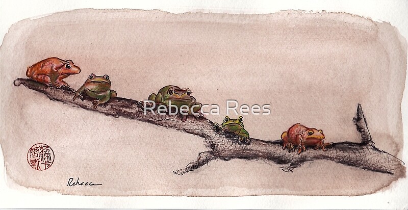 "Spring Peepers - Original watercolor painting of tiny little forest ...