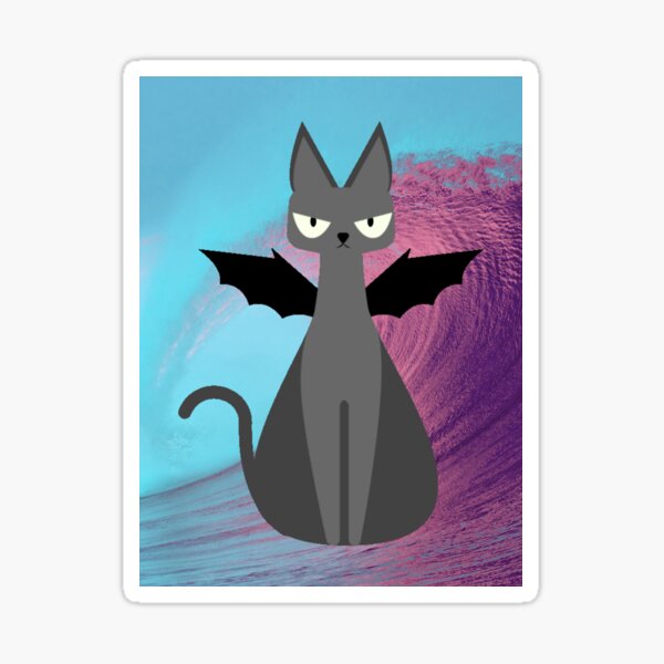 "BatCat at the beach" Sticker for Sale by ReignDay | Redbubble