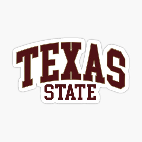 "texas state - college font curved" Sticker for Sale by scollegestuff ...