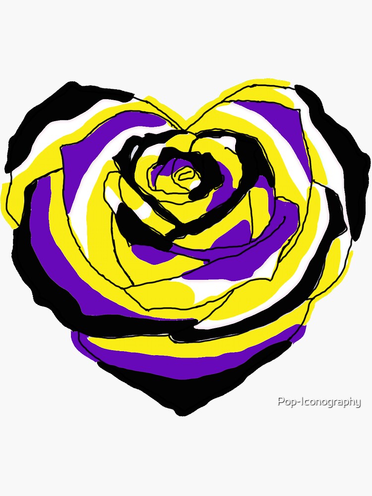 "Nonbinary Pride Flower Heart" Sticker for Sale by Pop-Iconography ...