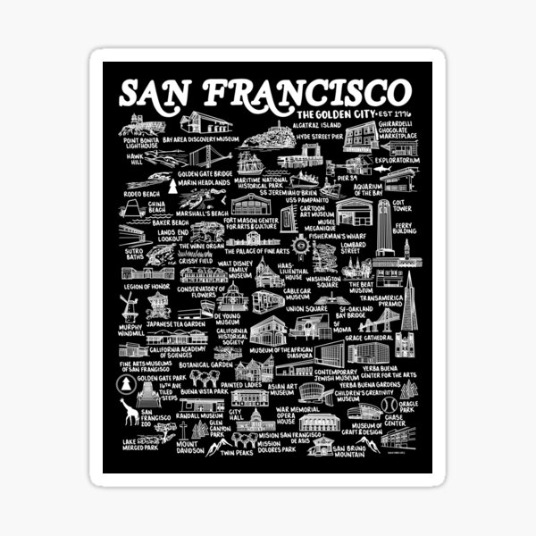 "San Francisco Map " Sticker for Sale by fiberandgloss | Redbubble